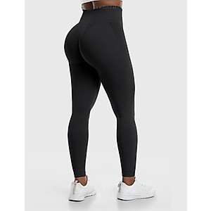 YEOREO Amplify Leggings for Women Seamless Scrunch Leggings Butt Lifting Gym High Waisted Athletic Leggings Black Marl