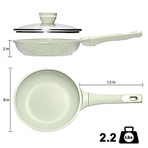 Non stick Frying Pans 8 in Skillet with Lid, Omelet Pan, Small Frying Pans Nonstick, Healthy Cookware Non Toxic Chefs Pan, Egg Pan with Heat Resistant Handle,100% PFOA PFAS-Free, Cooking all stovetop