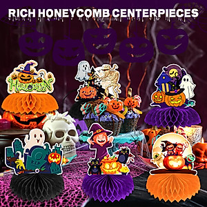 12 Pack Halloween Honeycomb Centerpieces Table Decorations,Pumpkin Ghost Witch Cat Tombstone and More Halloween Elements for Halloween Party Favors Supplies,Cute Party Home Room Table Desk Decor