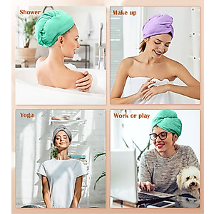 POPCHOSE Microfiber Hair Towel Wrap, Soft Ultra Absorbent Hair Turbans for Women, Fast Hair Drying Towels Lightweight, No Frizz Hair Wrap Towels for Women Wet Hair, Curly, Longer, Thicker Hair