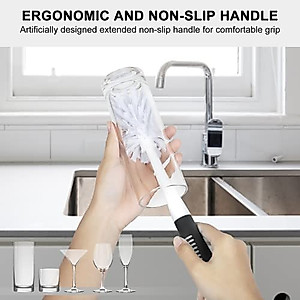 SetSail Dish Brush Set of 3 with Bottle Brush, Dish Scrub Brush with Long Handle Deep Cleaning Handle Brush with Scraper Tip for Kitchen Sink Dishes Bottle Cup Pot and Pans Tile Lines, Black