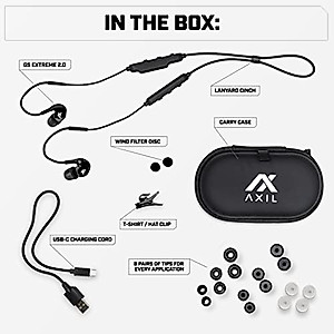 AXIL GS Extreme 2.0 Shooting Ear Protection Ear Buds – Hearing Enhancement & Noise Isolation Bluetooth Earbuds – Bluetooth Hearing Protection w/Dynamic Speakers – 25-Hour Ear Protection for Shooting