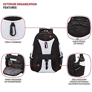 SwissGear 1900 Scansmart TSA 17-Inch Laptop Backpack, White/Black