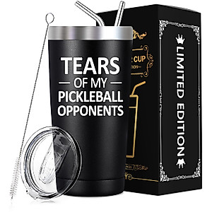 SpenMeta Pickleball Gifts for Men - Gifts for Pickleball Lovers - Tears of My Pickleball Opponents - Funny Birthday, Christmas Gifts for Pickleball Player - 20oz Pickleball Tumbler