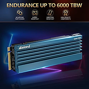 INLAND 8TB Gaming Performance Plus NVMe Internal Gaming SSD Solid State Drive with Heatsink - Gen4 PCIe, M.2 2280, DRAM Cache, 176-Layer TLC 3D NAND Flash, Up to 7000MB/s
