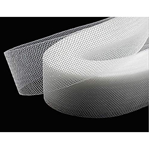 Teemico 50 Yards Stiff Polyester Horsehair Braid for Polyester Boning Sewing Wedding Dress Dance Formal Dress Accessories (White, 2 inch)