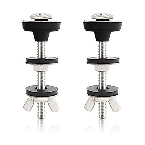 Universal Toilet Tank to Bowl Bolts Kit, Heavy Duty Toilet Bolts, Waterproof Stainless and Rubber Washers Gaskets with Extra Long Nut Screw for Fastening (Silver) (2, Short)