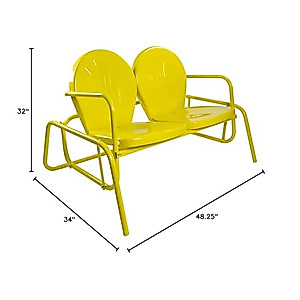 Northlight 2-Person Outdoor Retro Metal Tulip Double Glider Patio Chair, Yellow