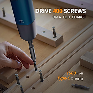 Tilswall Electric Screwdriver, 4V Cordless Screwdriver Rechargeable, Max 6N·m Power Screwdriver with 12pcs Bits, 1pc Extension, LED Work Lamp, USB-C Charging Cable, Meeting Daily Needs Effectively