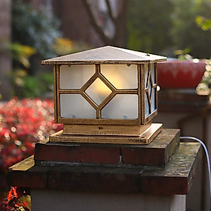 IP54 Courtyard Waterproof Street Lantern Outdoor Community Landscape Light Park Aluminum Lighting Pillar Lamp Anti-Rust Column Light Patio Decorative Post Lamp