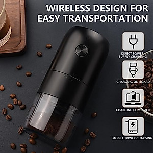 SPAOTREM Electric Coffee Grinders with Ceramic Cone Grinder Coffee Bean Grinder, Adjustable Coarseness, Type-C Portable Rechargeable Electric Espresso Coffee Grinder 30g (White)