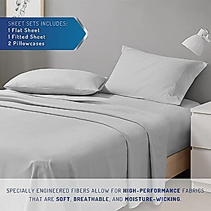 Degrees of Comfort Coolmax Cooling Sheets | Queen Size Bed Sheet Set for Hot Sleepers | Soft Fabric with Deep Pocket 4PC - Light Grey