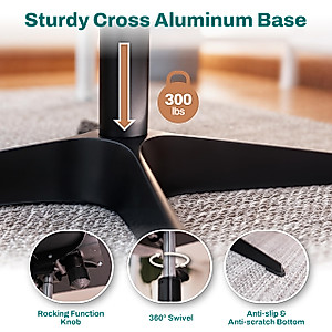 NYPOT Criss Cross Chair - Wide Armless Desk Chair No Wheels, Cross Legged Office Chair, Adjustable Modern 360 Swivel Vanity, Fabric Padded,120° Rocking Ergonomic Mid Back Computer Task Chair - Grey