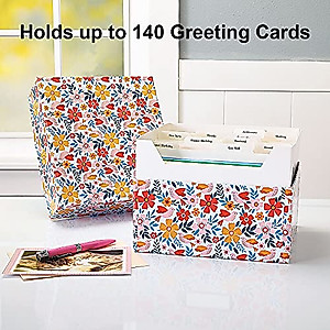 Blossom Greeting Card Organizer Box - Stores 140+ cards (not included). 7" x 9" x 9-1/2"