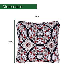 Hanover Medallion Indoor Throw, Set of 2, Decorative and Weather Resistant Red and Black Cushions for Outdoor Furniture and Patio Sets with Premium Quick-Drying Fabric, 2 Pillows, 2 Count