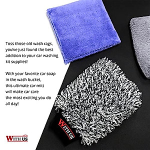 WITHUS The Shine Carbon Microfiber Glass Towel 2-Pack, 380gsm - Gloss Effect, Static Electricity Prevention, Lint Free, Korean Premium Car Window Care, Bath, Kitchen Cleaning Cloth, 16x19.7