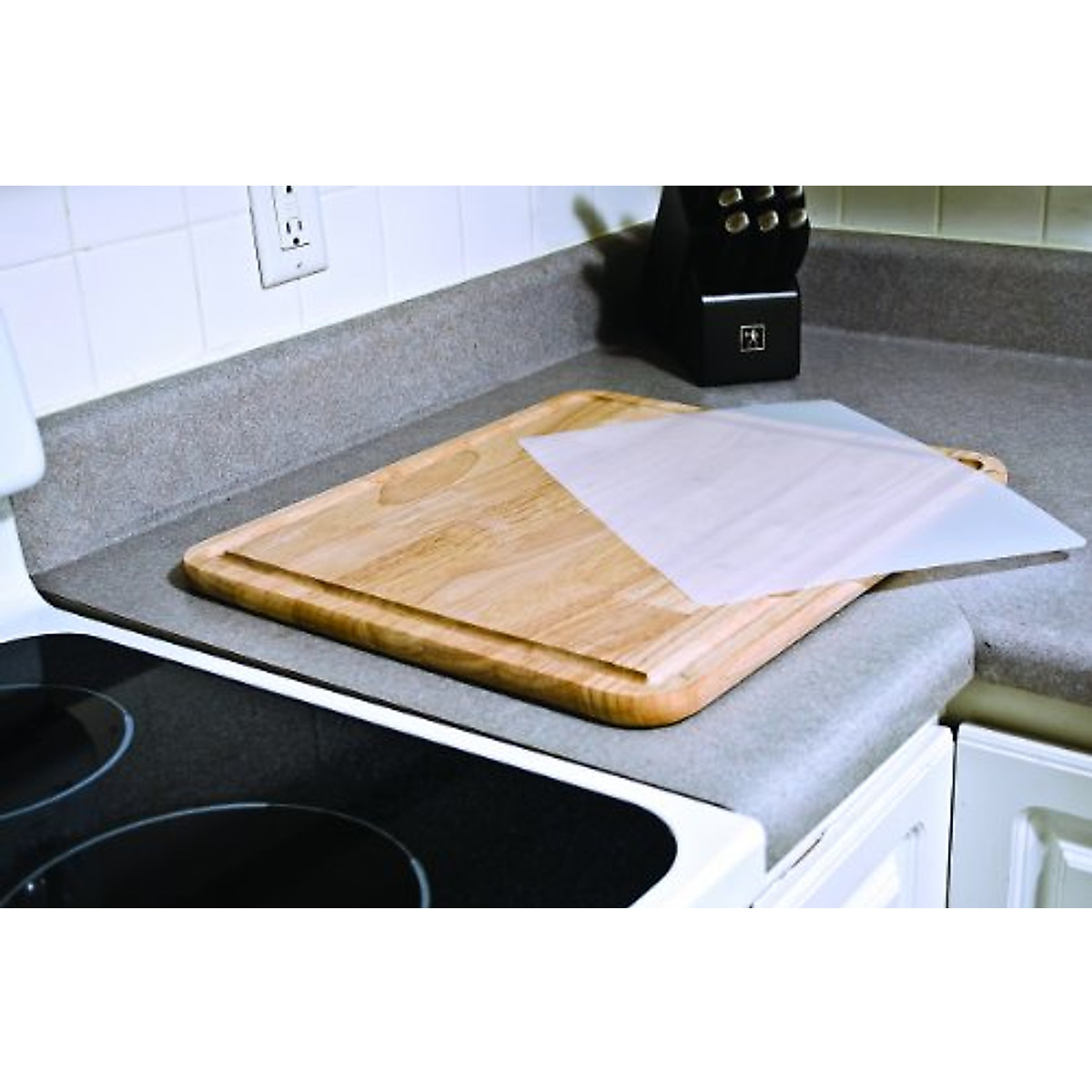 Camco - 43753-A Hardwood Cutting Board and Stove Topper With Non-Skid Backing, Includes Flexible Cutting Mat