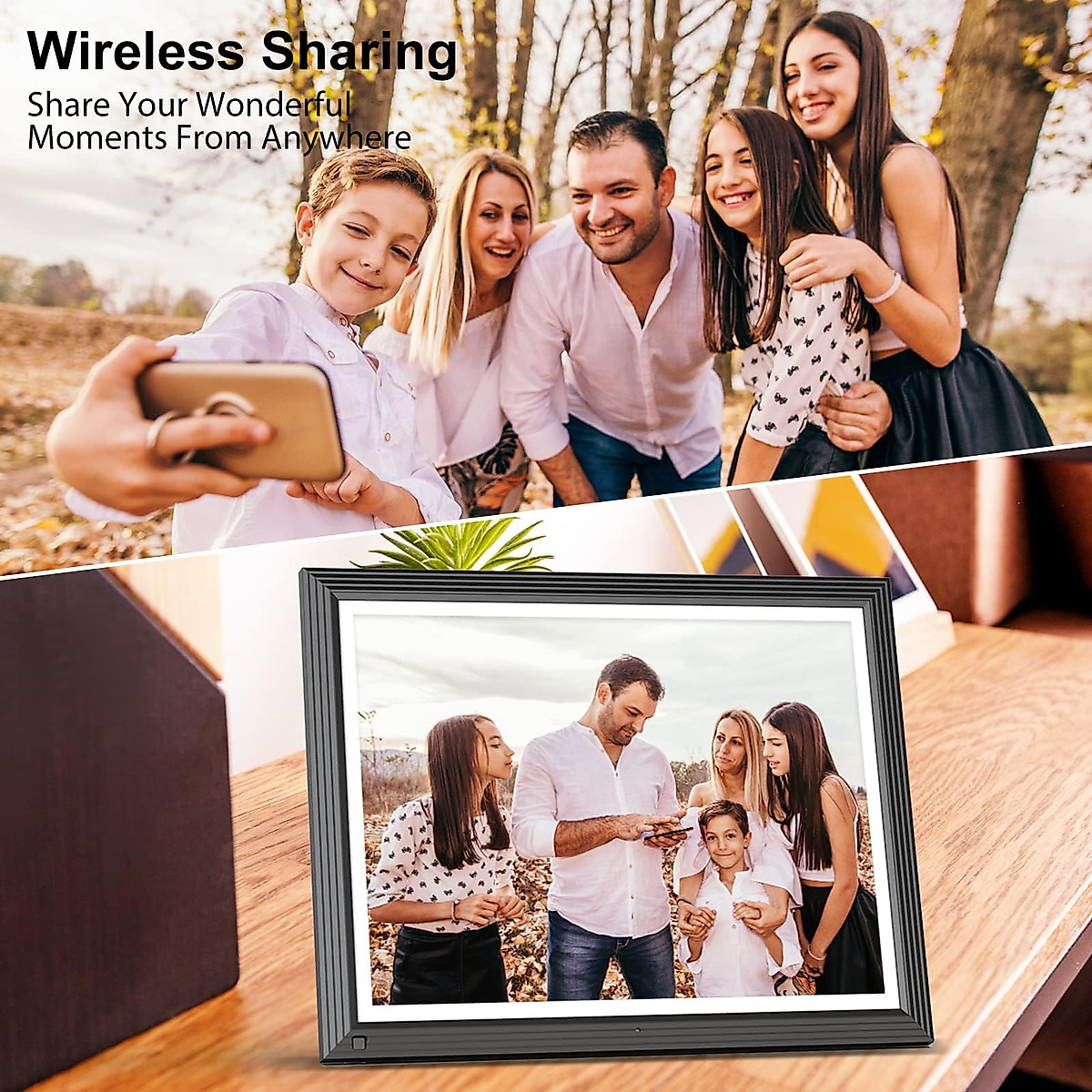 Digital Picture Frame 15-Inch Large Digital Photo Frame - 32GB WiFi Fullja Smart Frame, Remote Control, Full Function, Share Photos via App Email, Unlimited Cloud Storage, Wall Mounted for Home Decor