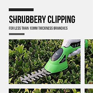 Lichamp 2-in-1 Electric Hand Held Grass Shear Hedge Trimmer Shrubbery Clipper Cordless Battery Powered Rechargeable for Garden and Lawn, CGS-3602 Grass Green