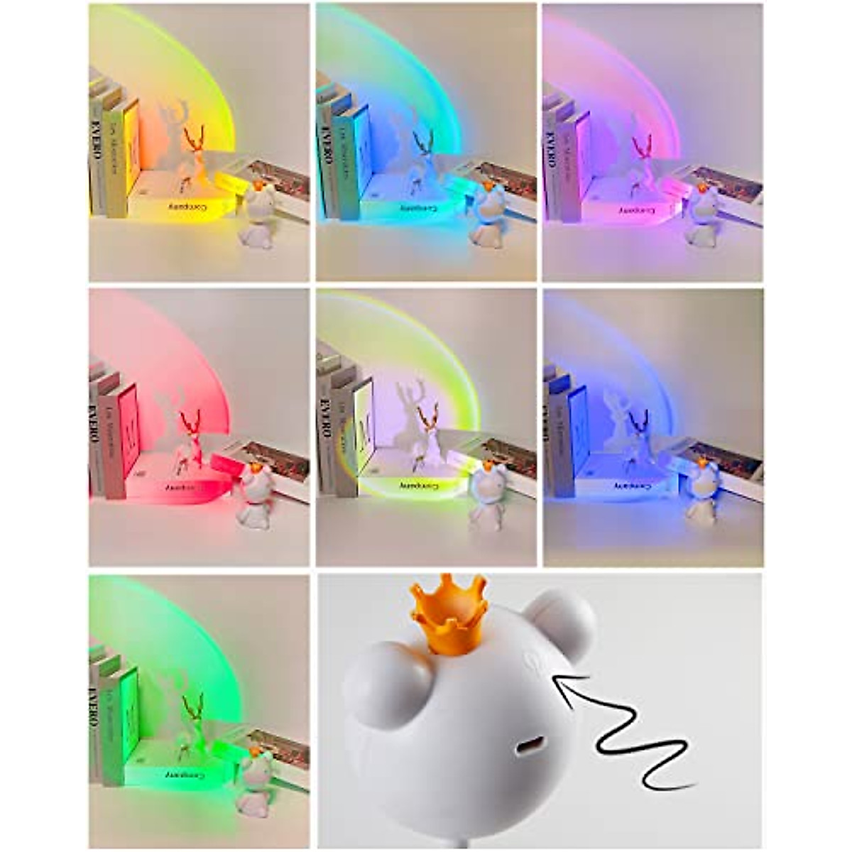 NEWHCTE RL001 Sunset Lamp Projection, 7 RGB Colors Changing Projector LED Lights Floor Lamp, 360 Degree Rotation USB Rechargeable Sunset Lamp for Party/Bedroom/Home