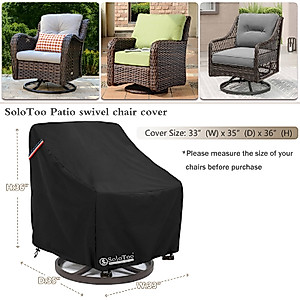 SoloToo Patio Chair Covers 2 Pack,Outdoor Furniture Covers Waterproof,33W x 35D x 36H inches Outdoor Chair Cover Used for Garden,Lawn and Backyard (Black)