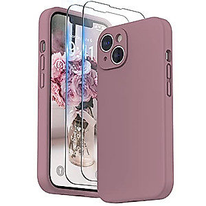 SURPHY Designed for iPhone 14 Plus Case with Screen Protector and Camera Protection, Liquid Silicone Phone Case with Soft Microfiber Lining, Lilac Purple