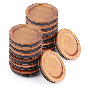 12Pack Regular Mouth Mason Jar Lids - Acacia Wooden Storage, Canning Ball Jar with Airtight Silicone Seal, Brown.