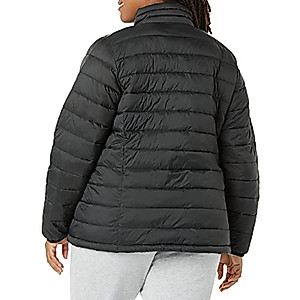 Amazon Essentials Women's Lightweight Long-Sleeve Water-Resistant Puffer Jacket (Available in Plus Size), Black, Large
