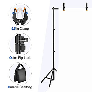 EMART Photo Video Studio 10x7Ft (WxH) Adjustable Background Stand Backdrop Support System Kit with Carry Bag