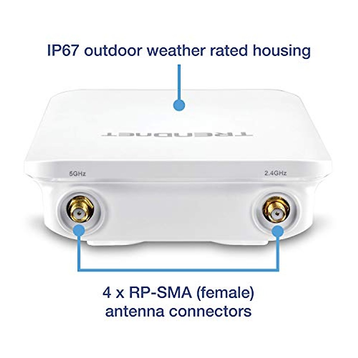 TRENDnet 5 DBI Wireless AC1300 Outdoor PoE+ Omni-Directional Access Point, TEW-841APBO, 4 X 5 DBI Omni Directional Antennas, Point-to-Point & Point-to-Multi-Point WiFi Bridging, IEEE 802.3AT PoE+
