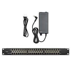 PoE Texas 24 Port PoE Injector with 48v120w Power Supply - 10/100 Data - Rack Mount - Add Passive Mode B 802.3af PoE to a Non PoE Switch for VoIP, WiFi AP, IP Camera, Security & Surveillance Systems