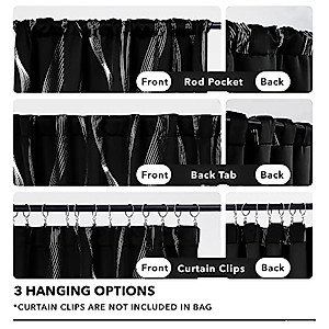 Deconovo Blackout Curtains for Bedroom, 90 Inch Curtains for Living Room, Silver Wave Foiled Rod Pocket and Back Tab Curtain, 52W x 90L, Black, 2 Panels