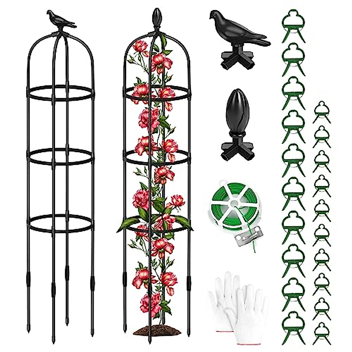 MYard 2 Pack Garden Obelisk Trellis, 6FT Tall Rustproof Climbing Plant Support, Garden Tower Trellis for Potted Plants Flowers Vegetable Vine Indoor Outdoor