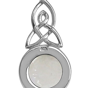 Silvershake Natural Moonstone 925 Sterling Silver Triquetra Celtic Knot Pendant with 18 Inch Chain Necklace