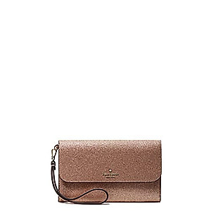 Kate Spade New York Shimmy Glitter Medium Phone Flap Wristlet Rose Gold