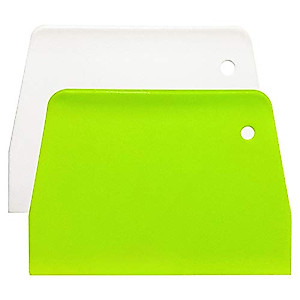 YUNDUOJIA (2PCS) Dough Scraper Bowl Scraper ，Food safe Plastic Dough Cutter， Flexible Plastic Scraper Practical Bench Scraper Multipurpose Food Scrappers for Bread Dough Cake Fondant Icing