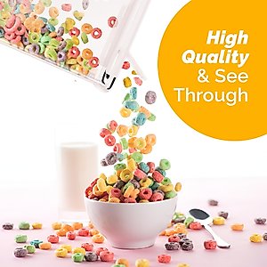 Generic UHS Cereal Containers Storage - 4-Piece Airtight Container Set, Transparent Food Organizers with Lids 4 Liter Reusable Labels & Marker, Clear