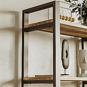 IRONCK Bookshelf 6-Tier Ladder Shelf 110lbs/shelf Vintage Industrial Style Bookcase for Home Decor, Office Decor