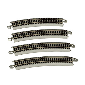 Bachmann Trains - Snap-Fit E-Z TRACK 22” RADIUS CURVED TRACK (4/card) - NICKEL SILVER Rail With Gray Roadbed - HO Scale