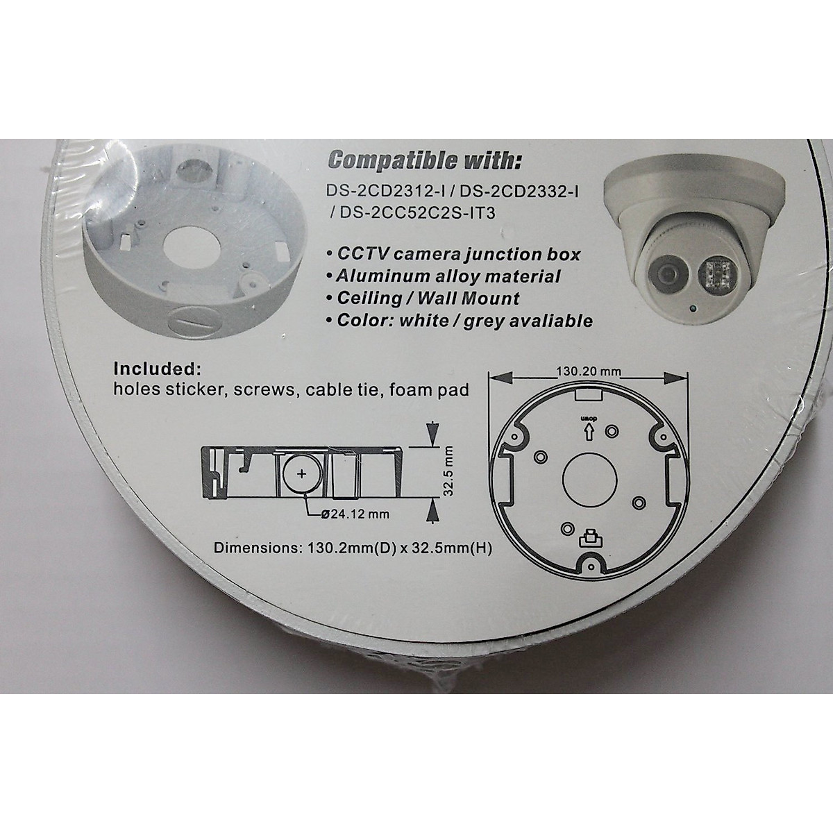 KENUCO Junction Box/Mounting Base Hik-compatible Turret Camera DS-2CD23x2 (10 Pack, White)