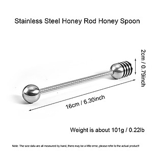 Alunsito Stainless Steel Honey Dipper Stick, 6.3 Inch Honey Wand Server, Removable Honeycomb Stick for Honey Pot Dispense Honey, Wedding Party Favors, 2 Pieces, Gold