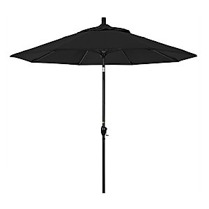 California Umbrella GSPT908302-5408 9' Round Aluminum Market, Crank Lift, Push Button Tilt, Black Pole, Sunbrella Patio Umbrella, 9-Feet