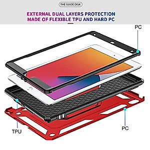 LeYi for iPad 9th Generation Case for Boys Kids, iPad 8th/ 7th Generation Case with Magnetic Stand, iPad 10.2 Case Military-Grade Shockproof Kickstand Protective Cover for Apple iPad 10.2 Inch, Red