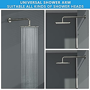 Lordear Shower Arm 16 Inch Shower Extension Arm Brushed Nickel T304 Stainless Steel Long Shower Head Extension Tube, Shower Extender Arm with Flange, Shower Head Pipe
