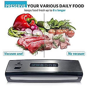 Vacuum Sealer Machine, meidong Food Vacuum Sealer Machine Built in Air Sealing System, Automatic For Food Preservation Storage With Dry & Moist Modes, LED Indicator, Easy to Clean, Compact Design