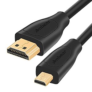 Anbear Micro HDMI to HDMI Cable 3FT, HDMI to Micro HDMI 3 Feet Support 3D 4K 60Hz Ultra HD(HDMI to Micro HDMI) Compatible