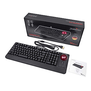 Perixx Periboard-322 Wired Mechanical Trackball Keyboard with 2 Hubs, 2.17 Inch Large Trackball, RGB Backlit Design, US English Layout (PB-322BUS-11577)