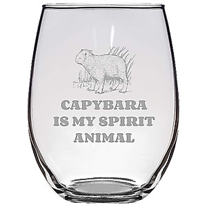 Funny Capybara Gift - Stemless Wine Glass - Capybara Lover Gift Idea - Capybara Present - Capybara Is My Spirit Animal