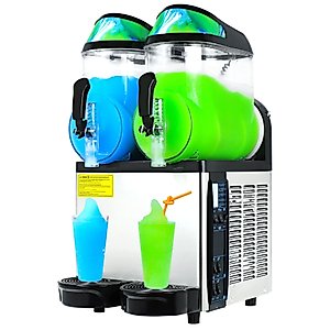 REEGIN-TECH Commercial Slushy Machine 6.4 Gal, 110V/60HZ, Margarita Machine Granita Frozen Beverage Machine Slushie Maker Juice Beer Syrup Cocktail for Bar Buffet Cafe Restaurant Party (2 TANKS 24L)
