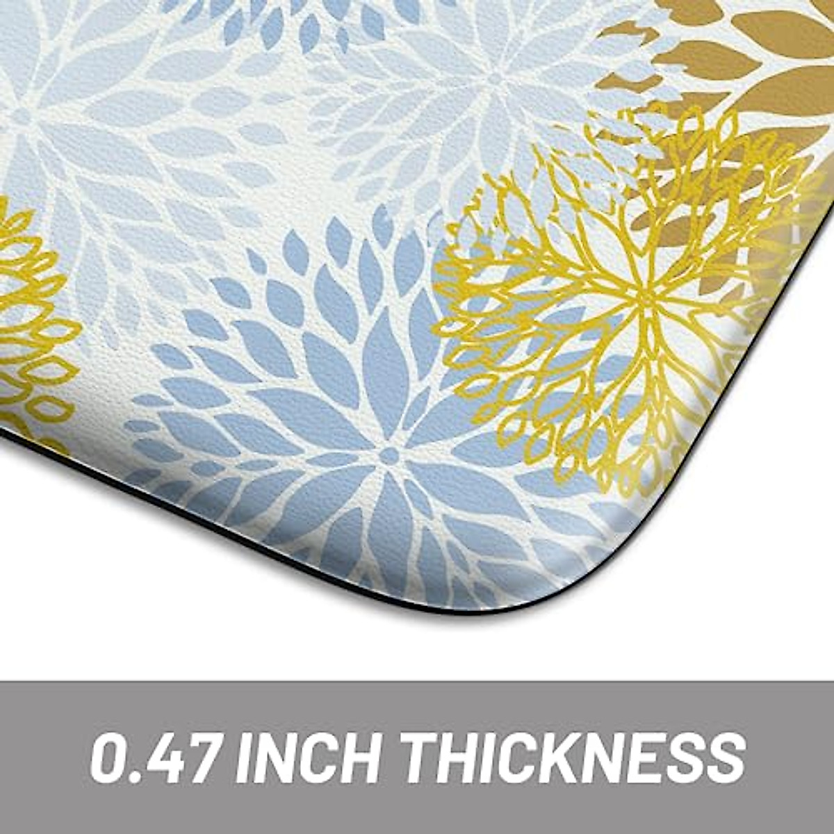 FYATHM Kitchen Mats for Floor Anti Fatigue Mats for Kitchen Floor Floral Kitchen Rugs Cushioned Non Slip Memory Foam Waterproof Mats for Sink Office Bedroom Blue Yellow